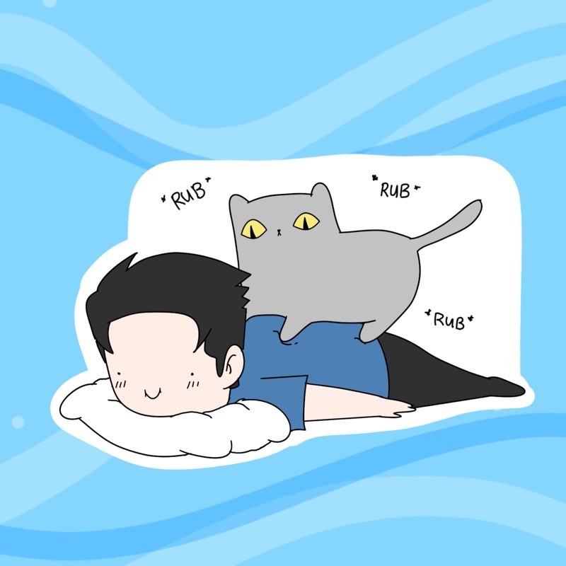 SSKAIT Boy Waterproof funny cat mood die cut sticker - Muning rubs back ...