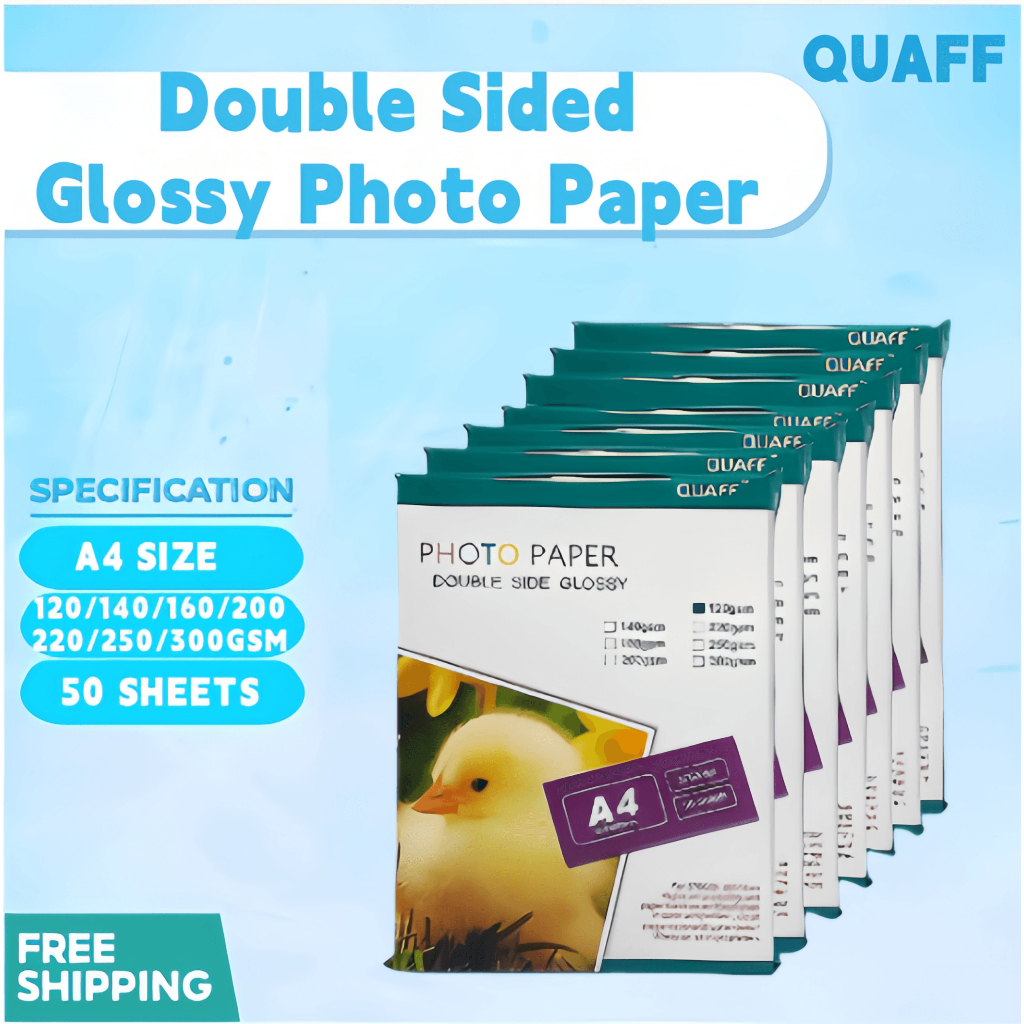 QUAFF Double Sided Glossy Photo Paper A4 Size 50 Sheets (120gsm to ...