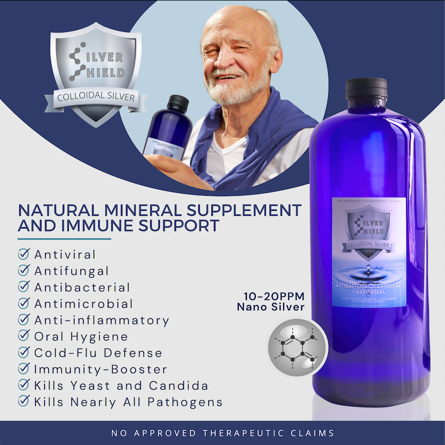 1000ml SILVER SHIELD Ionic Nano Colloidal Silver - Natural Mineral ...