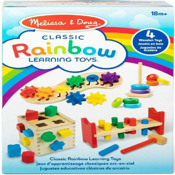 Melissa & Doug Rainbow Stacker, Caterpillar Gears, Shape Sorting Cube ...