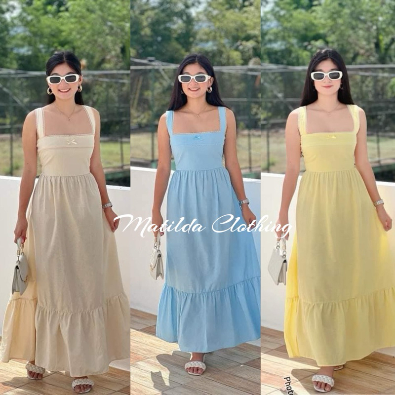 DIWATA MAXI DRESS | small-semi large | with lace trimming and ribbon ...