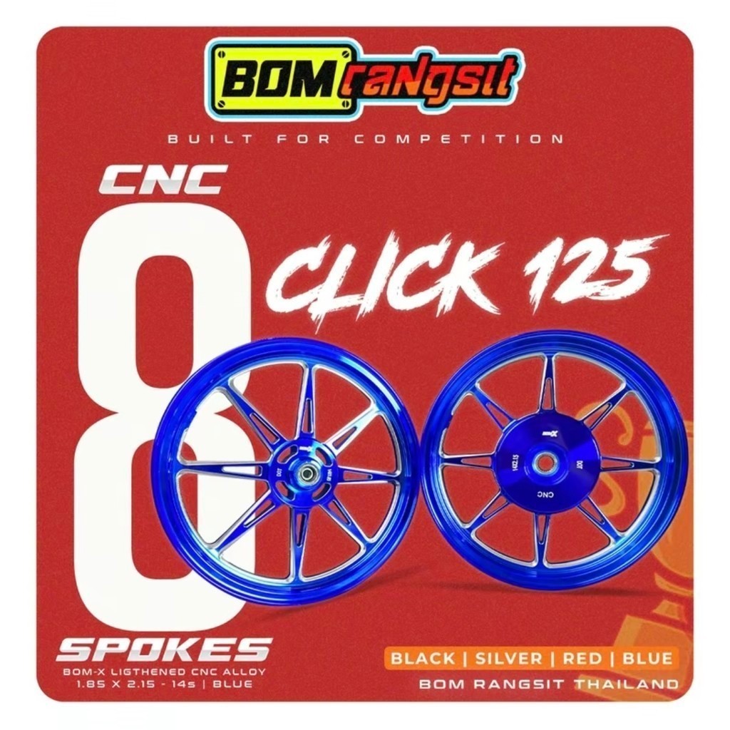 BOM RANGSIT Mags CNC - 8 Spokes Alloy Rim Mags Honda Click 125 ...