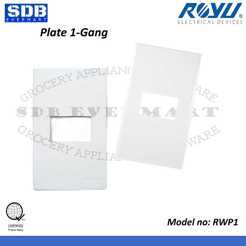 Royu Electrical Plate 1-Gang RWP1 {White}-1pc | Shopee Philippines