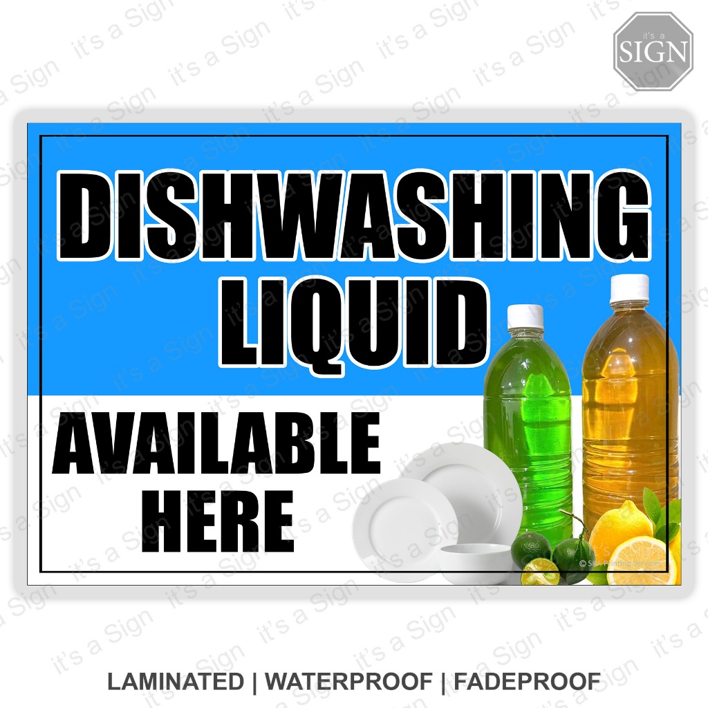 Dishwashing Liquid Store Sign - Laminated Signage - A4/A3 Size | Shopee ...