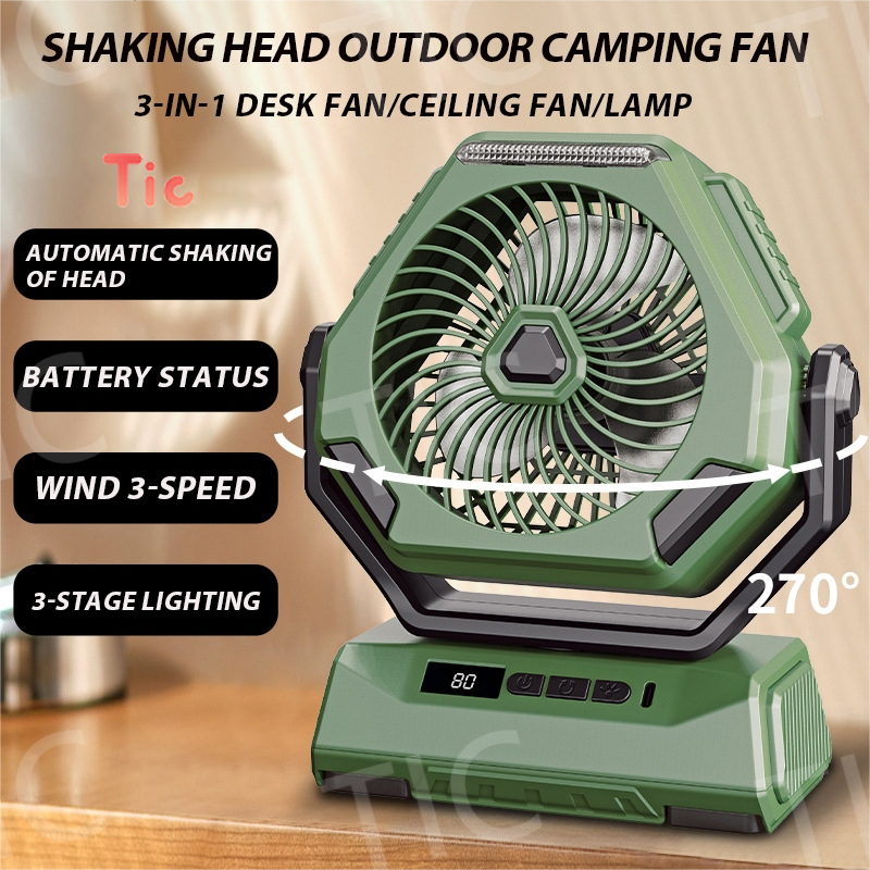 Multifunctional Fan Rechargeable Desk Fan LED Light Camping Fan Mini ...