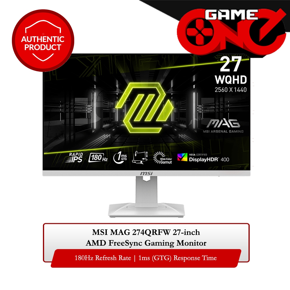 MSI MAG 274QRFW 27" 2560 x 1440 (WQHD) Rapid IPS AMD FreeSync Gaming ...