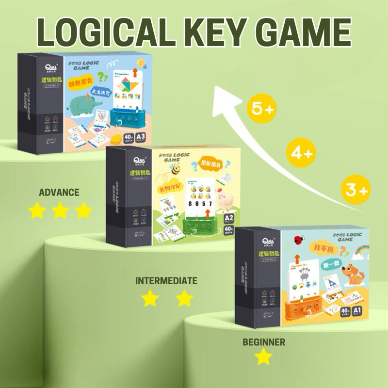 Logic Key Game Educational Toys for Children Number Math Color Sorting ...