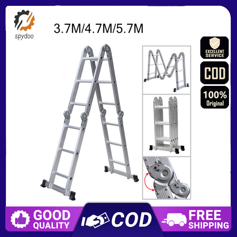 12FT/16FT/20FT Foldable Ladder 4x3/4x4/4X5 Adjustable Multi Purpose ...