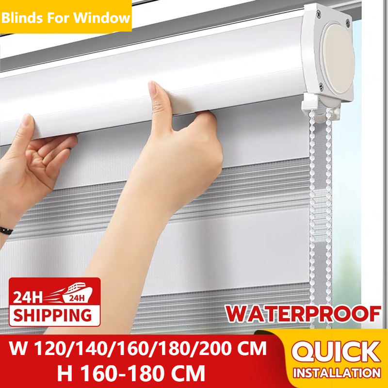 60/80/100/120/140/160/180 Width Modern Korean Venetians Duo Roller Window Curtain blinds for ...