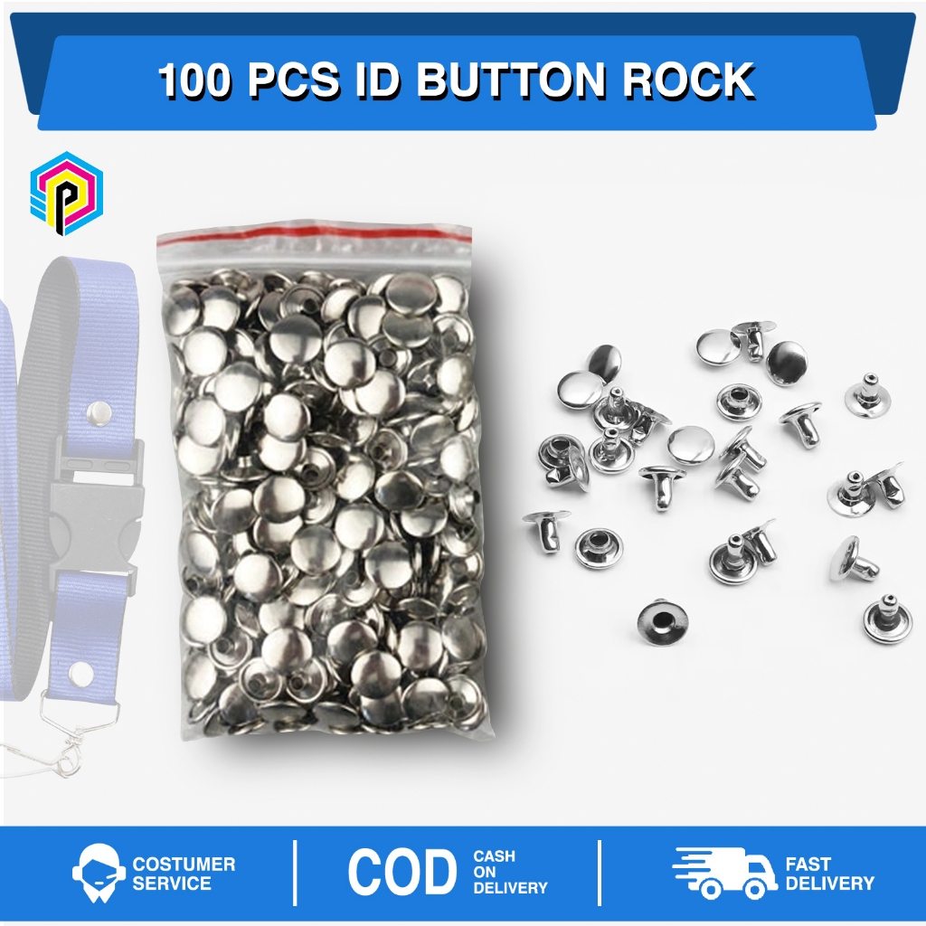 100pcs ID Button Rock ID Lace Lanyard Making Button Lock / Remache ...