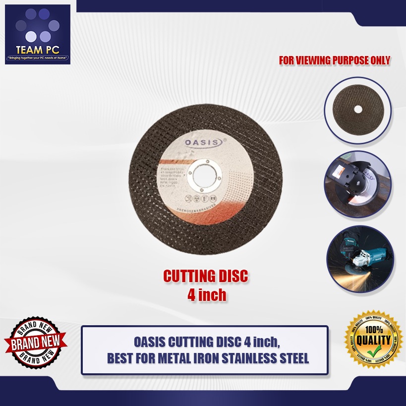TEAM PC OASIS CUTTING DISC 4inc, BEST FOR METAL IRON STAINLESS STEEL ...