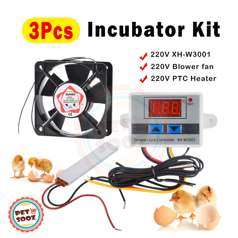 DIY Incubator kit complete set W3001 Thermostat 220V Blower fan PTC ...