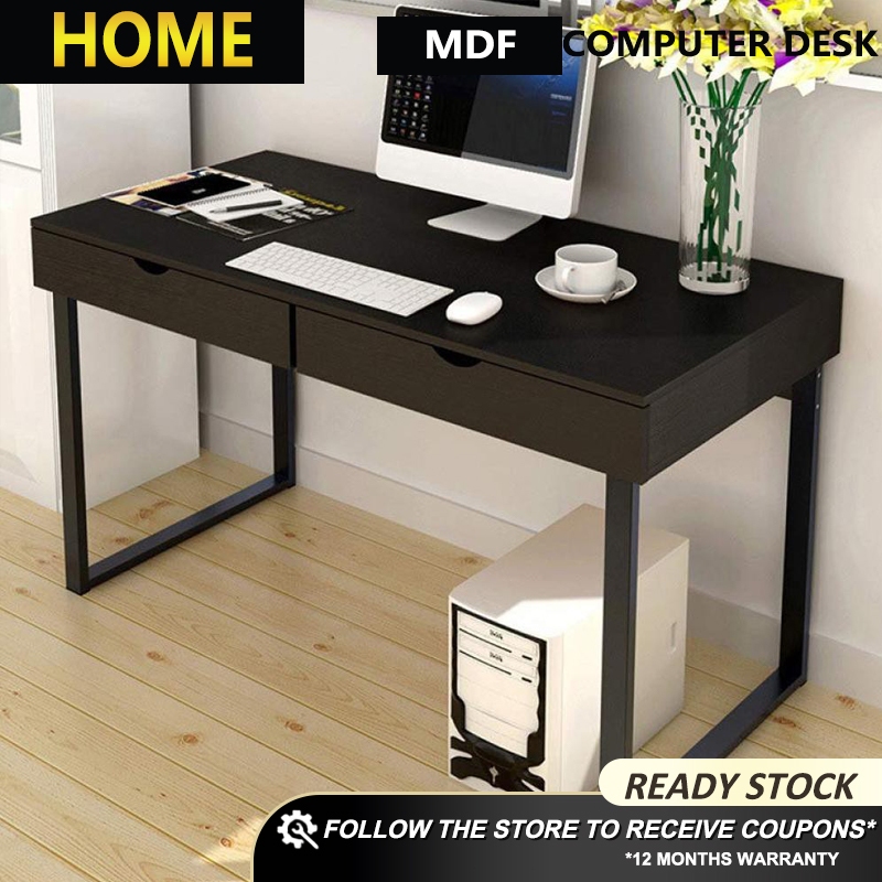 HOME FACTOR Computer desk with two drawers Office desk study desk writing desk desktop computer ...