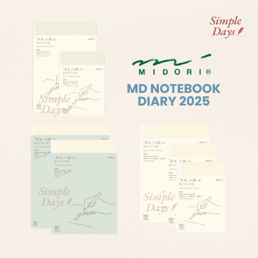 On Hand Midori 2025 MD Notebook Diary Planner Monthly / 1 Page 1 Day A6 ...
