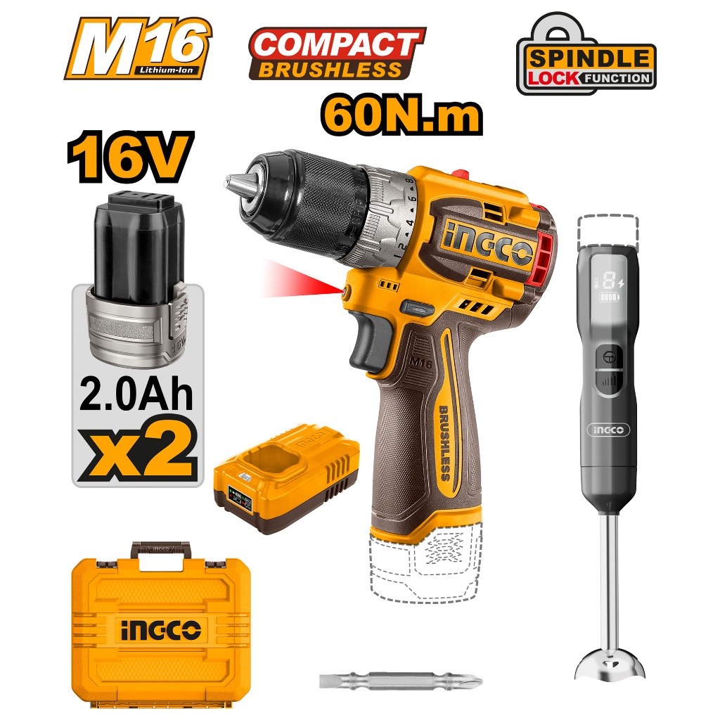 Ingco 2pcs/3pcs Cordless Combo Kit Compact Drill, Hand Blender and ...