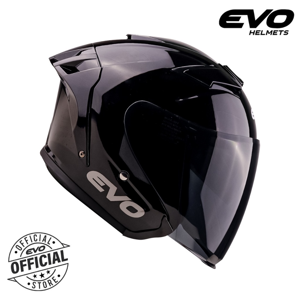 EVO TR-X Plain Half Face Dual Visor Motorcycle Helmet With Free Clear ...