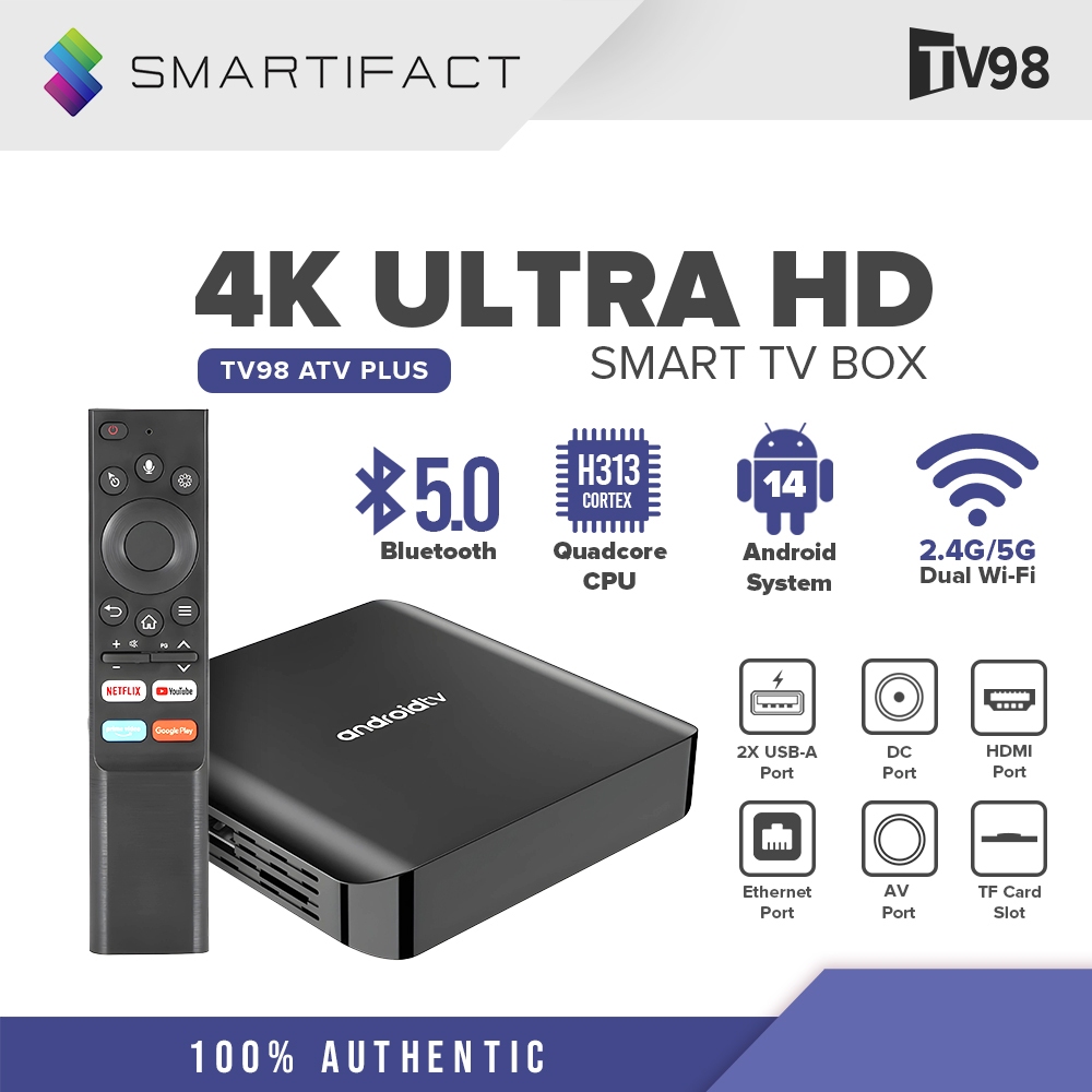 Smartifact TV98 ATV Plus Ultra HD 8K Smart TV Box Support 2.4G / 5G ...