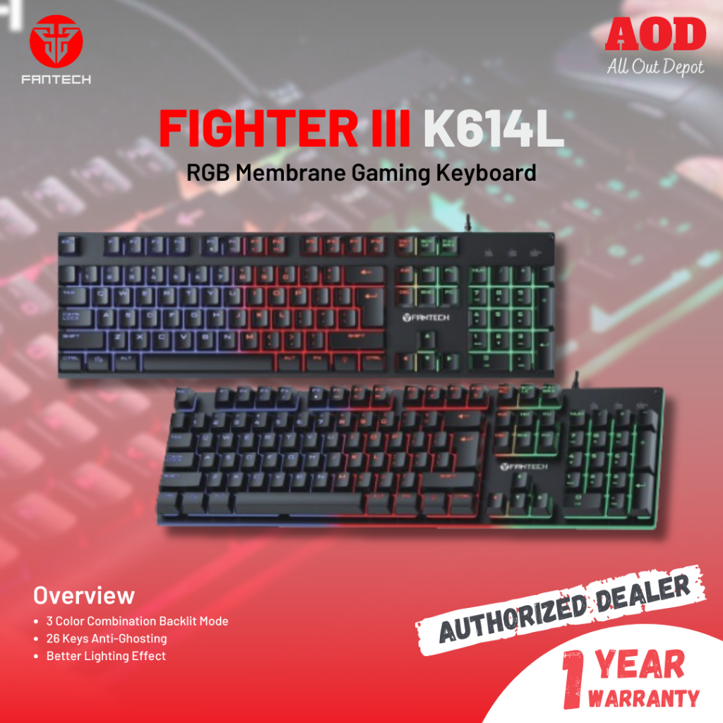 Fantech K614L Fighter III RGB Membrane Gaming Keyboards 26 Keys & Anti ...