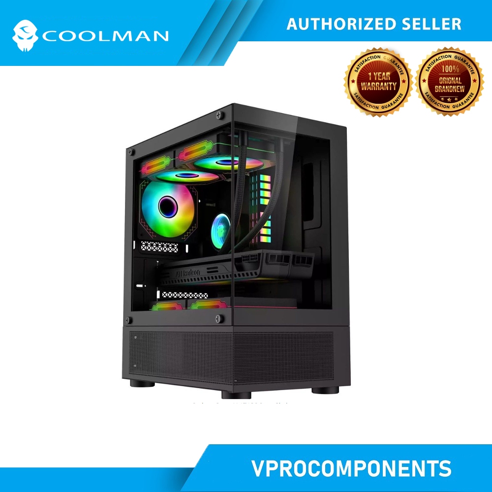 Coolman Reyna Tempered Glass mATX Gaming Case Black / White | Shopee ...