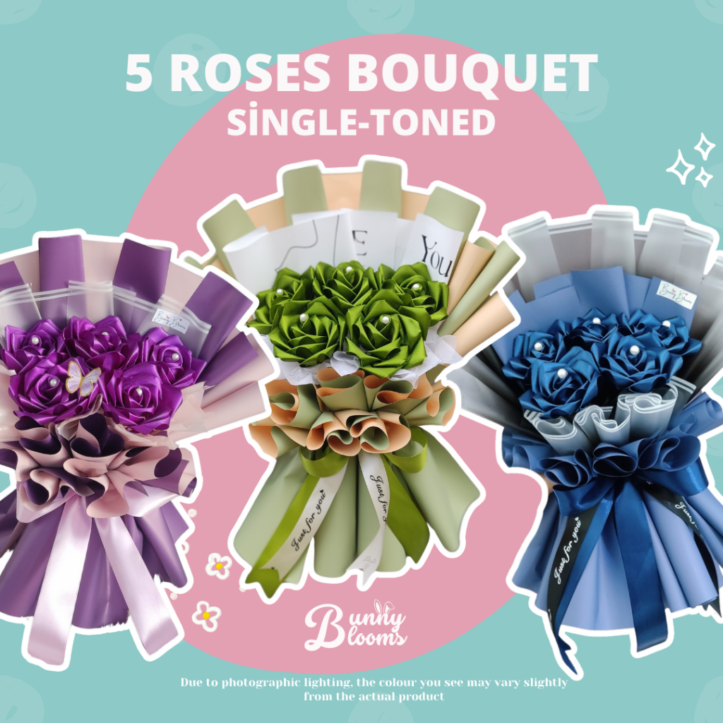 [BB] 5 pcs Satin Ribbon Flower Bouquet (1 color) | Shopee Philippines
