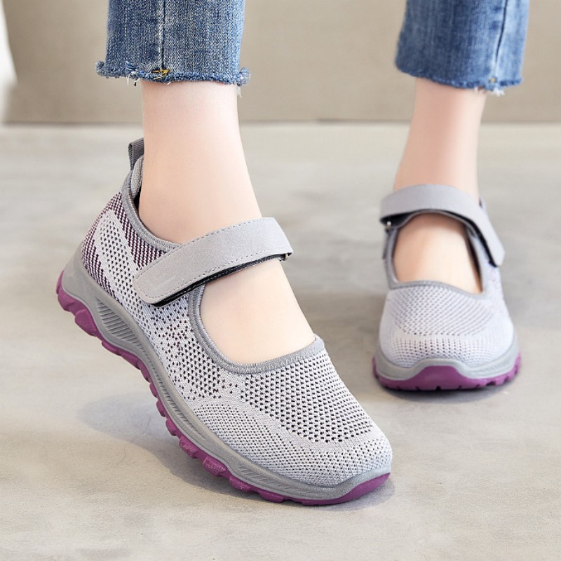 Summer Breathable Mesh Vamp Shoes Cozy Easy On & Off Rounded Toe Slip ...