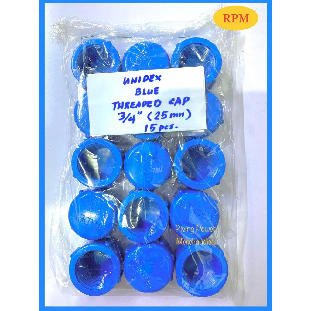 Unidex PVC Blue Cap with Thread 3/4" ( 25mm ) ( 15pcs ) | Shopee ...