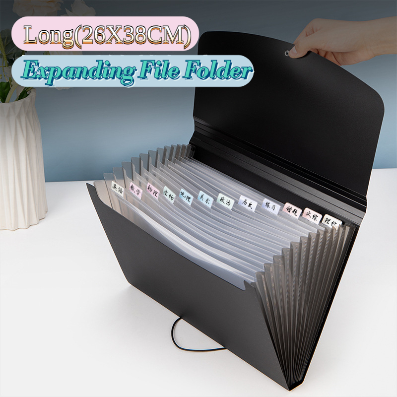 Long Expanding File Folder With Buckle 13 Layers Paper Organizers ...