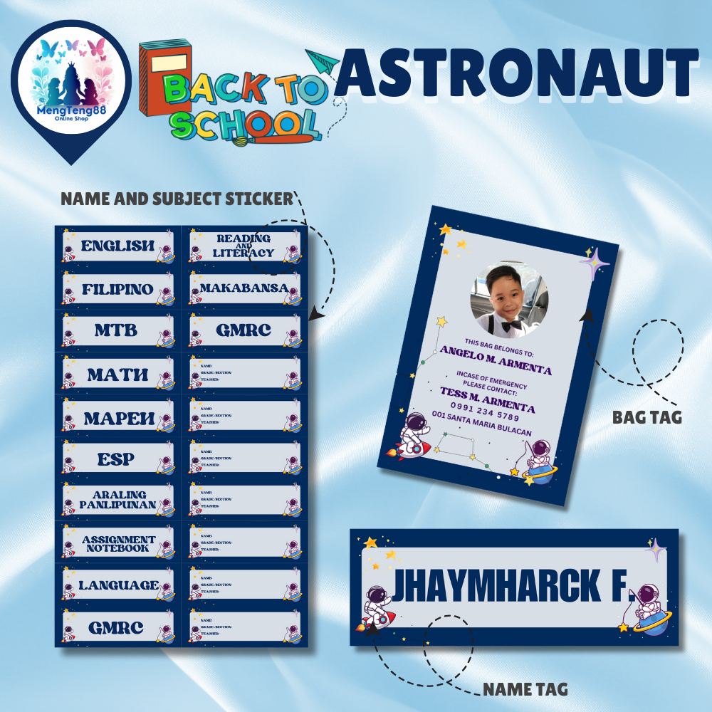 Astronaut/Avengers/Spiderman Theme: Name Tag / Bag Tag / Notebook ...