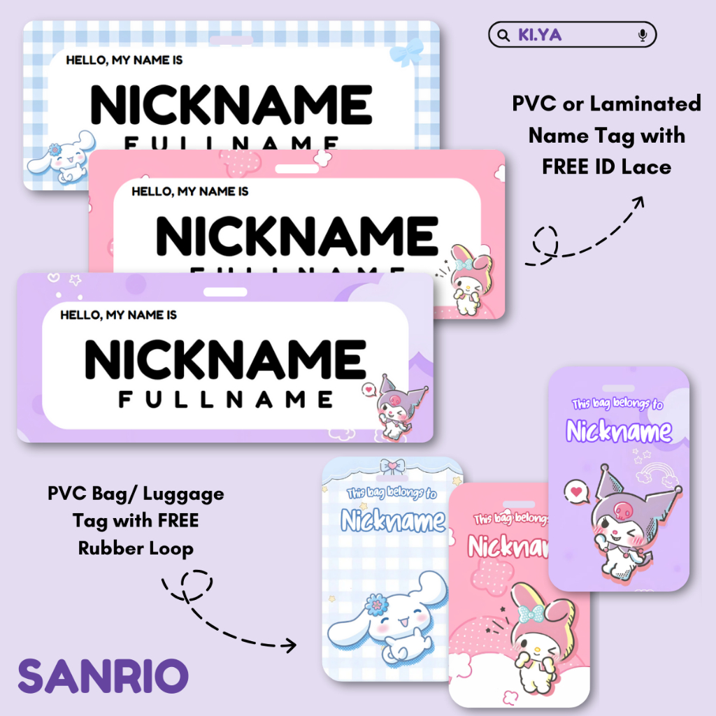 KI.YA Sanrio Personalized Bag or Luggage Tag and Name Tag | PVC or ...