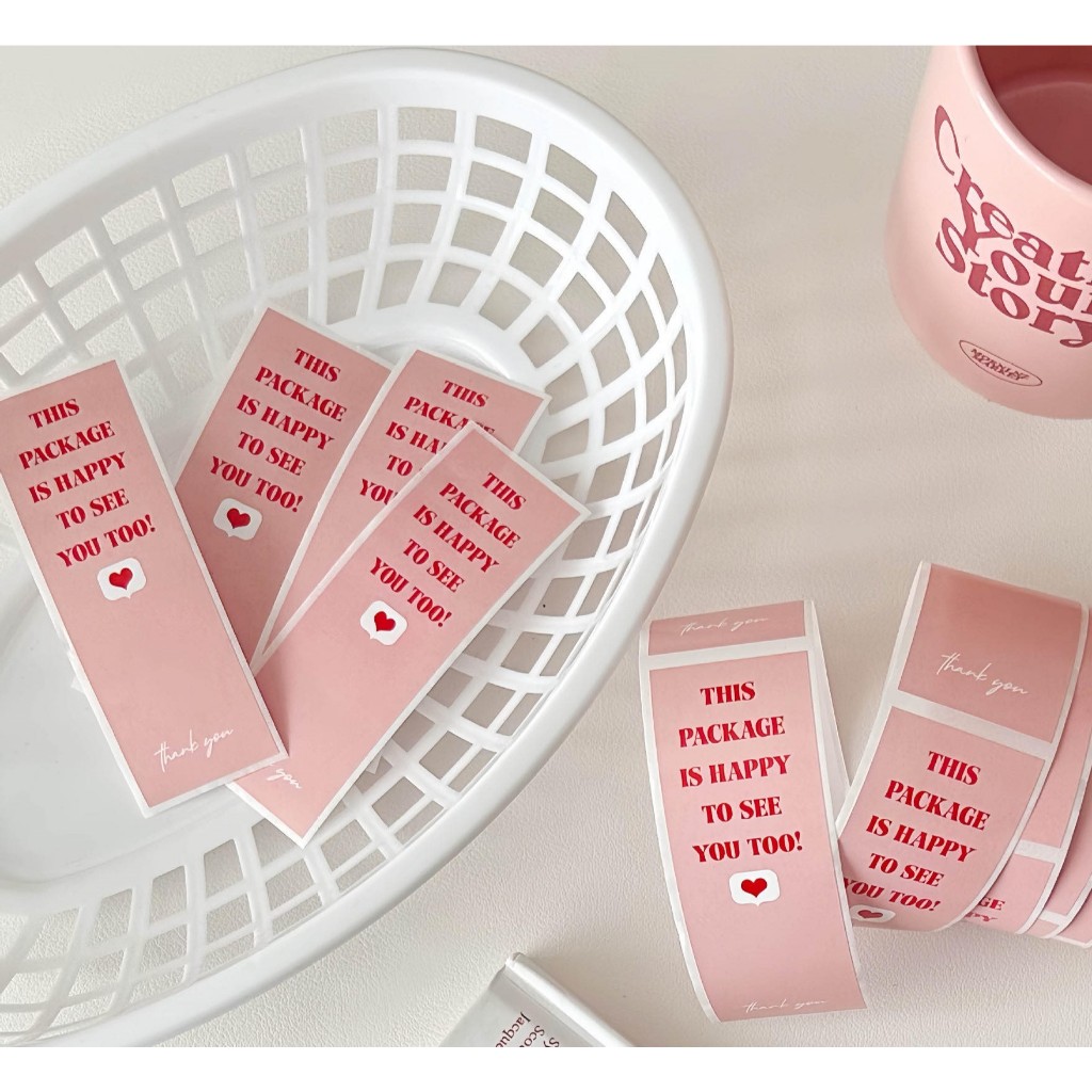 (6x15cm) PINK Rectangular stickers gift box sealed sticker | Shopee ...