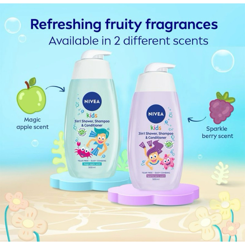 Nivea Kids 3 in 1 Shower, Shampoo and Conditioner 500ml | Shopee ...