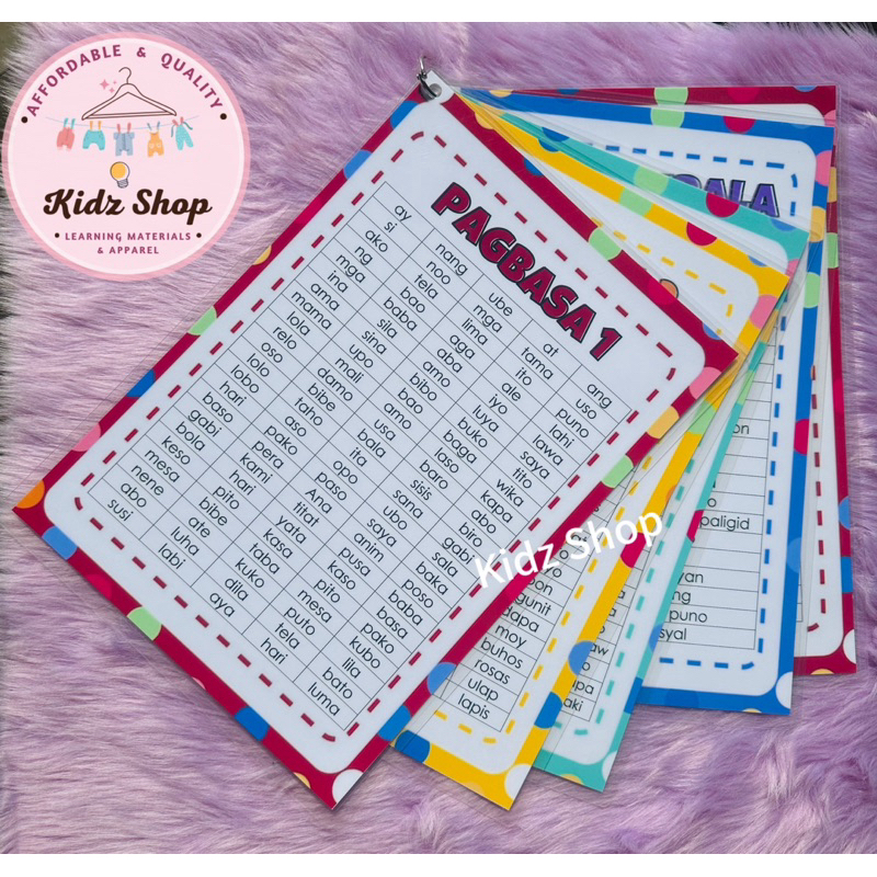 5pcs. PAGBASA EDUCATIONAL CHARTS LAMINATED a4 SIZE TAGALOG READING ...