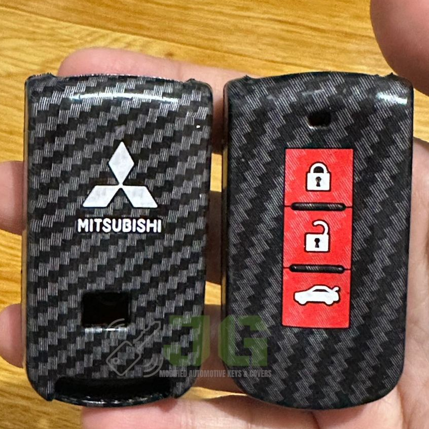 Carbon Fiber Silicone Car Key Remote Cover for Mitsubishi XPander ...