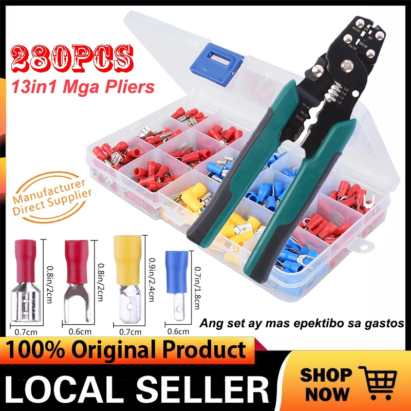 280*Assorted Crimp Spade Terminal Wire Flat Female&Male Insulated Electrical Wire Cable ...