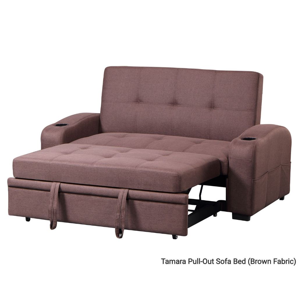 Tamara Convertible Sofa with Pull-Out Bed and Cup Holder | Shopee Philippines