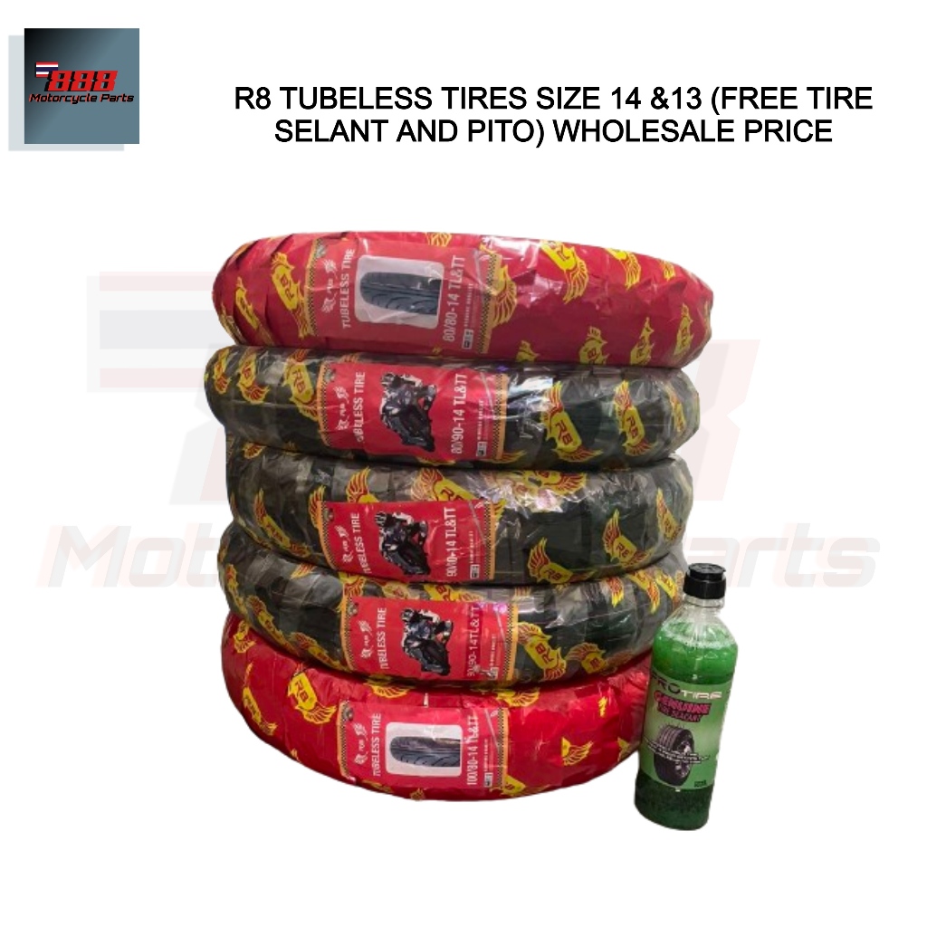 R8 TUBELESS TIRE SIZE 14 (FREE PITO AND TIRE SELANT) | Shopee Philippines