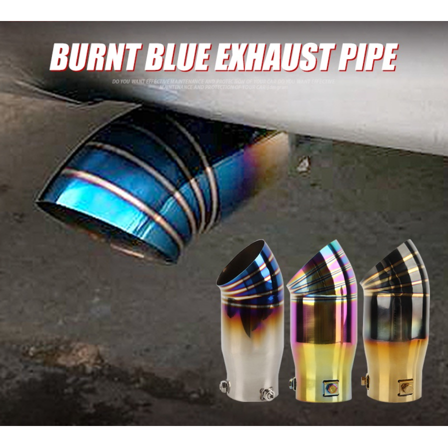 PH Universal Car Exhaust Pipe Burnt Blue Auto Silencer Flue Muffler ...
