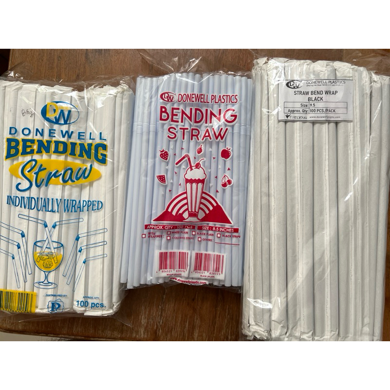 Bending Straw 8.5inches approximately 100pcs Donewell | Shopee Philippines