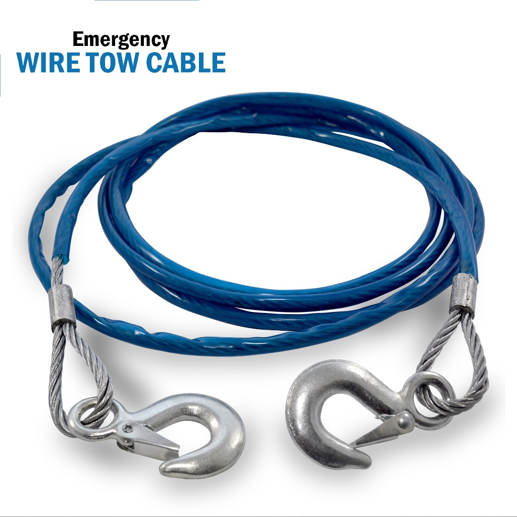 Portable 5 Tons 4 Meter Steel Wire Tow Rope Cable Towing Pull Strap ...