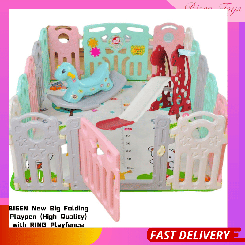 BISEN New Big Folding Playpen (High Quality) with RING Playfence ...