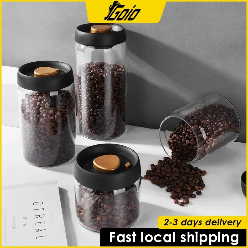 Coffee Cans Vacuum Sealed Glass Container Food Storage Powder Coffee ...