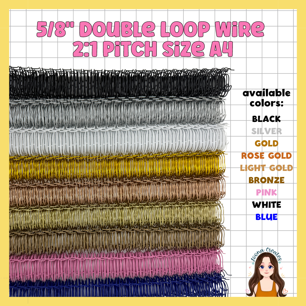 5/8" Double Loop Binding Wires For Cinch 2:1 Pitch, A4 Size 23 Loops ...