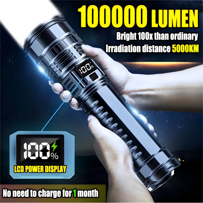 Bright Zoom LED Flashlight Rechargeabl Waterproof Outdoor Heavy Duty ...