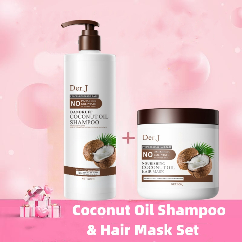 Der.J Coconut Oil Shampoo+Hair Mask Anti-Dandruff Repair Damage Hair Control Oil Shampoo 500ml ...
