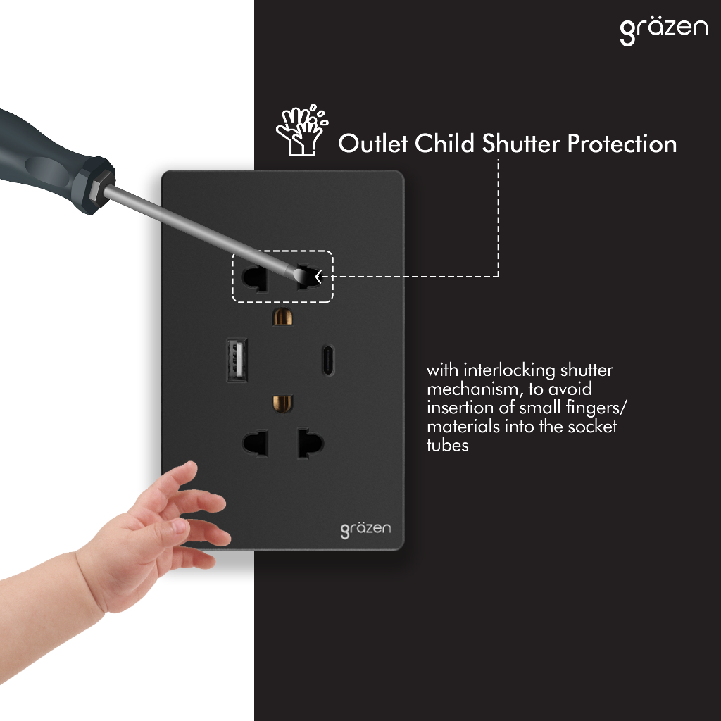 GRAZEN Switch and Outlet Combination 1 Gang 2 Gang 3 Gang Colored Gold ...