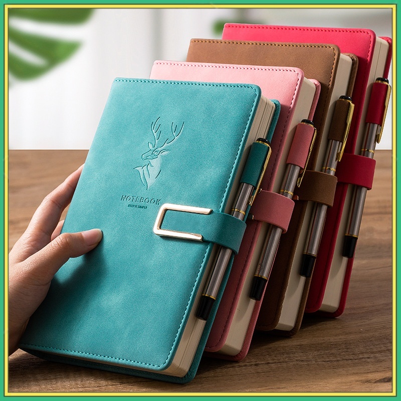 A5 Thick Notebook Journal PU Hard Cover with a Pen Gift Diary Notepad ...