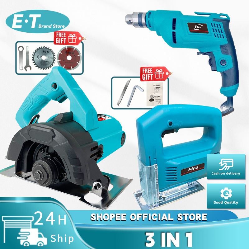 3 in 1 Angle Grinder and Impact Drill and JigSaw Set With Hardcase ...
