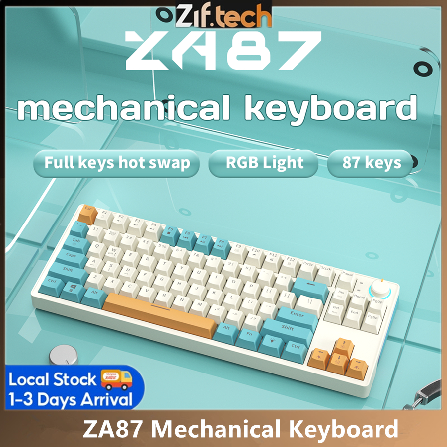 ZIFRIEND ZA87 87 Keys Wired Mechanical Keyboard Hot-Swap Side carving Silver Switch Gaming ...