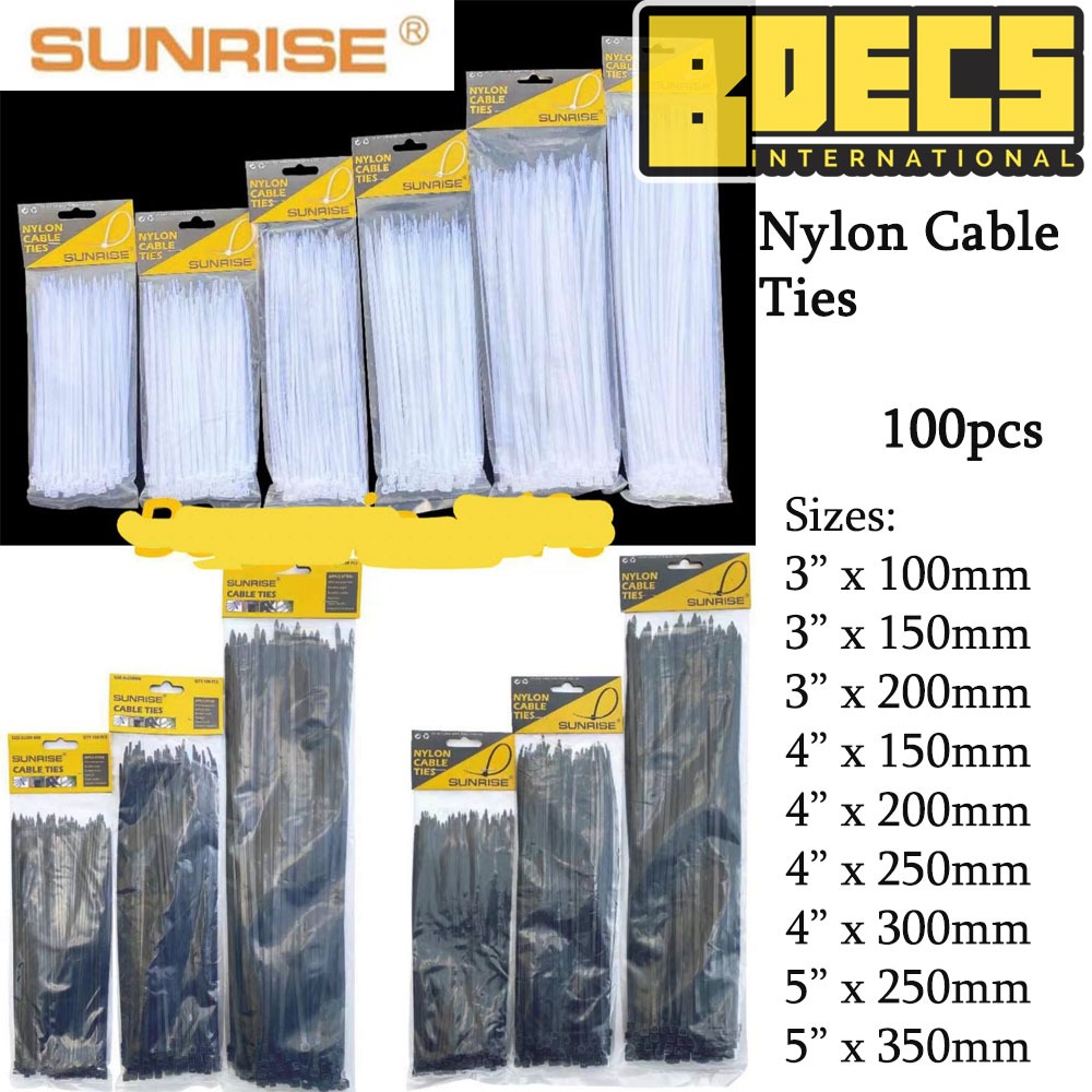 Nylon Cable Tie High Quality Sunrise Multi-Purpose Universal Use ( 100pcs) I Bdecs 4 Ever ...