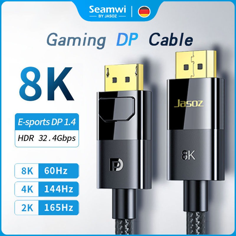 Jasoz DP 1.4 Cable 8K Ultra HD Resolution 1080P 240Hz DP Gaming Male to ...